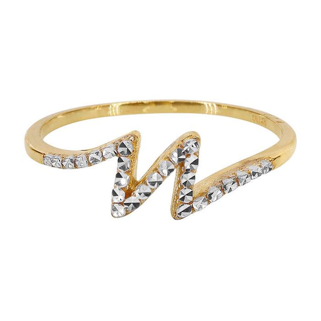 10k 2 Tone Gold Thunder Bolt Ring 10k White Gold Thunder Sign Ring ...