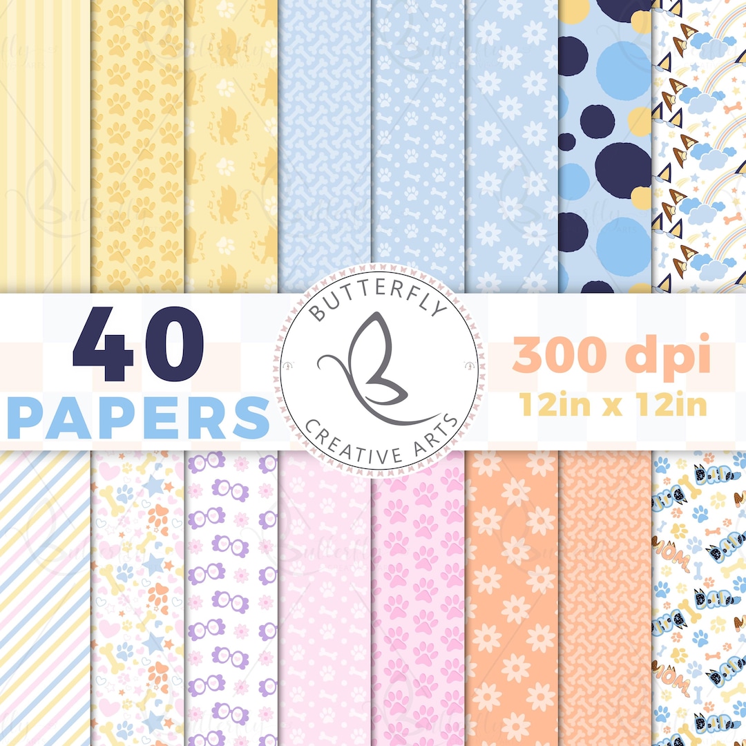 Cute Puppy Digital Paper, Scrapbook Baby Boy, Baby Girl Paper ...