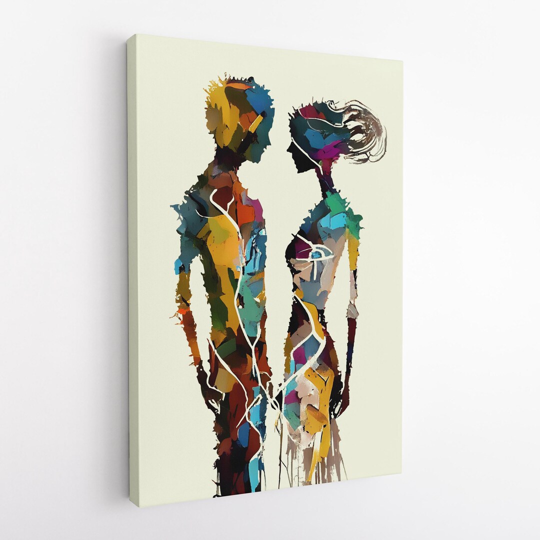 Abstract Love Couple Canvas Print, Abstract Painting, Love Wall Decor ...