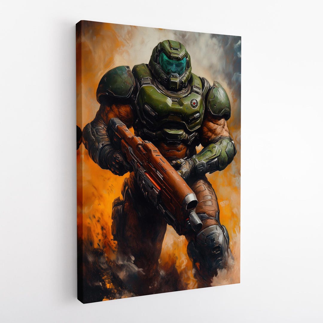 Doomguy Canvas Print, Doomguy Painting, Doomguy Poster Print, Doomguy ...
