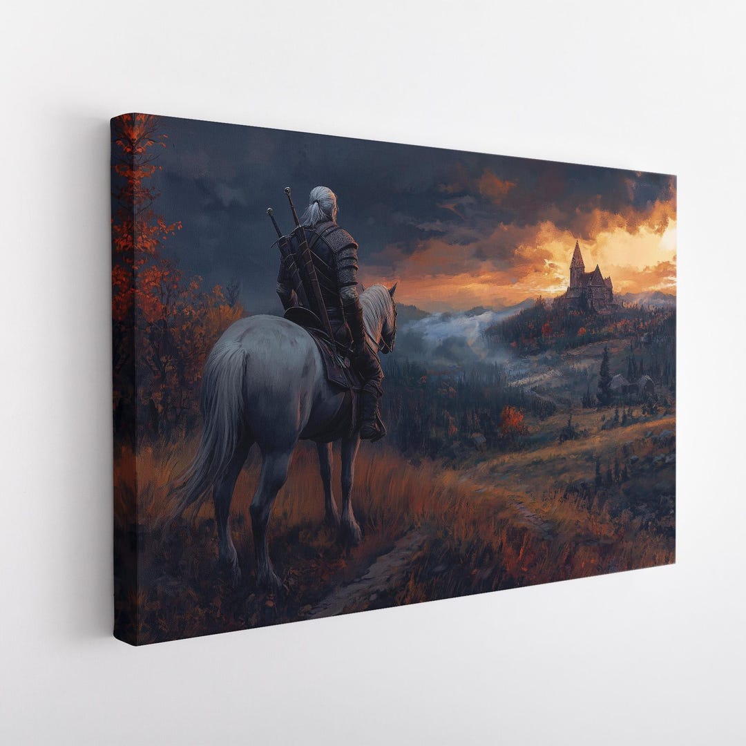 Geralt of Rivia Canvas Print, Witcher Canvas Print, Witcher Wall Art ...