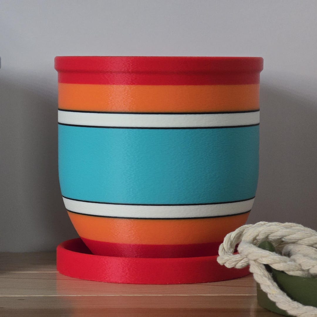 Planter With Drip Tray - Native Inspired Modern Indoor Flowerpot for ...