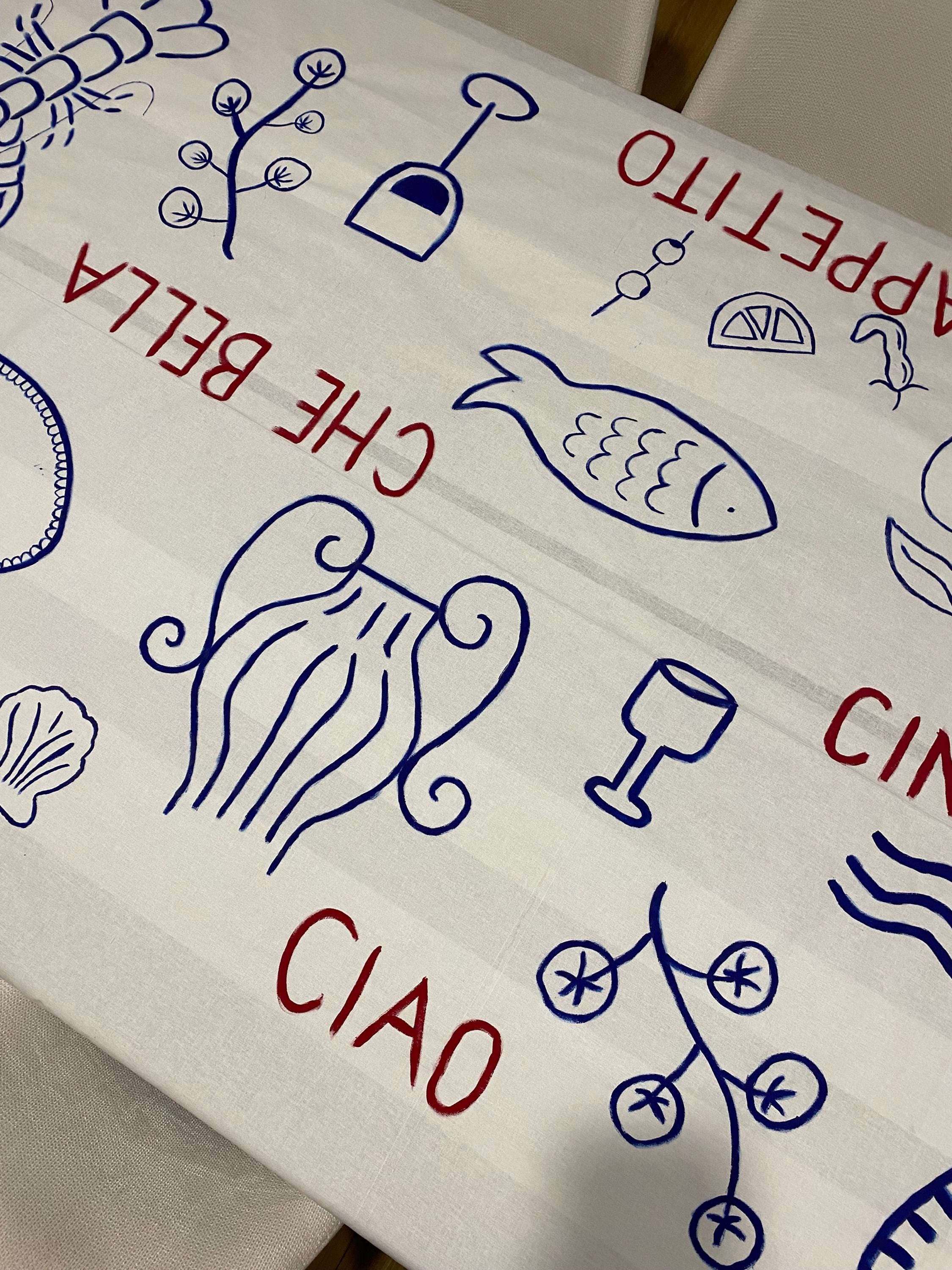 Hand Painted Tablecloth - Etsy