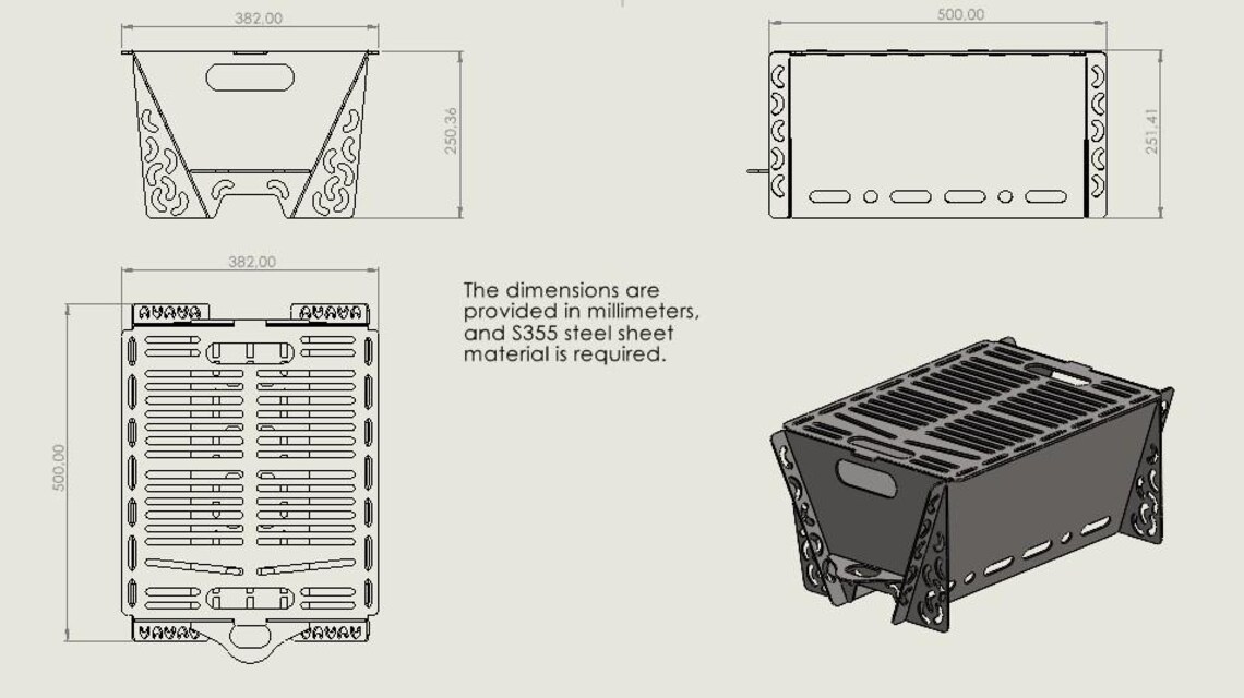 Grill Design-dxf File for Laser Cutting. Portable Foldable Grill Dxf ...