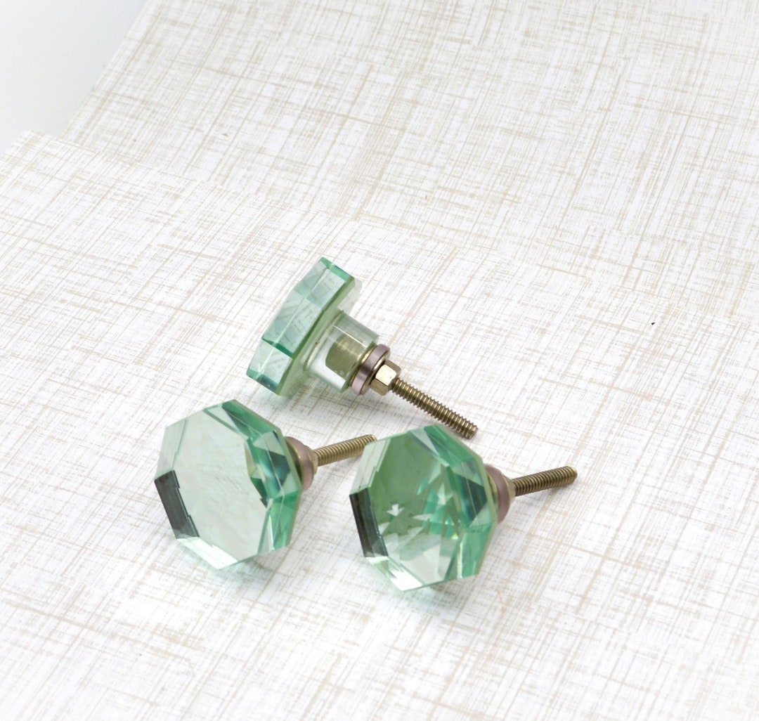 Octagon Mirror Knob, Hexagon Glass Drawer Pull, Cabinet Door Knob ...