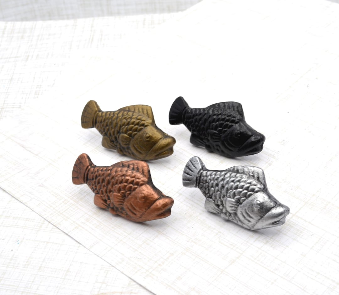 Bronze Bass Knob, Copper Trout Drawer Pull, Silver Fishing Door Handle ...