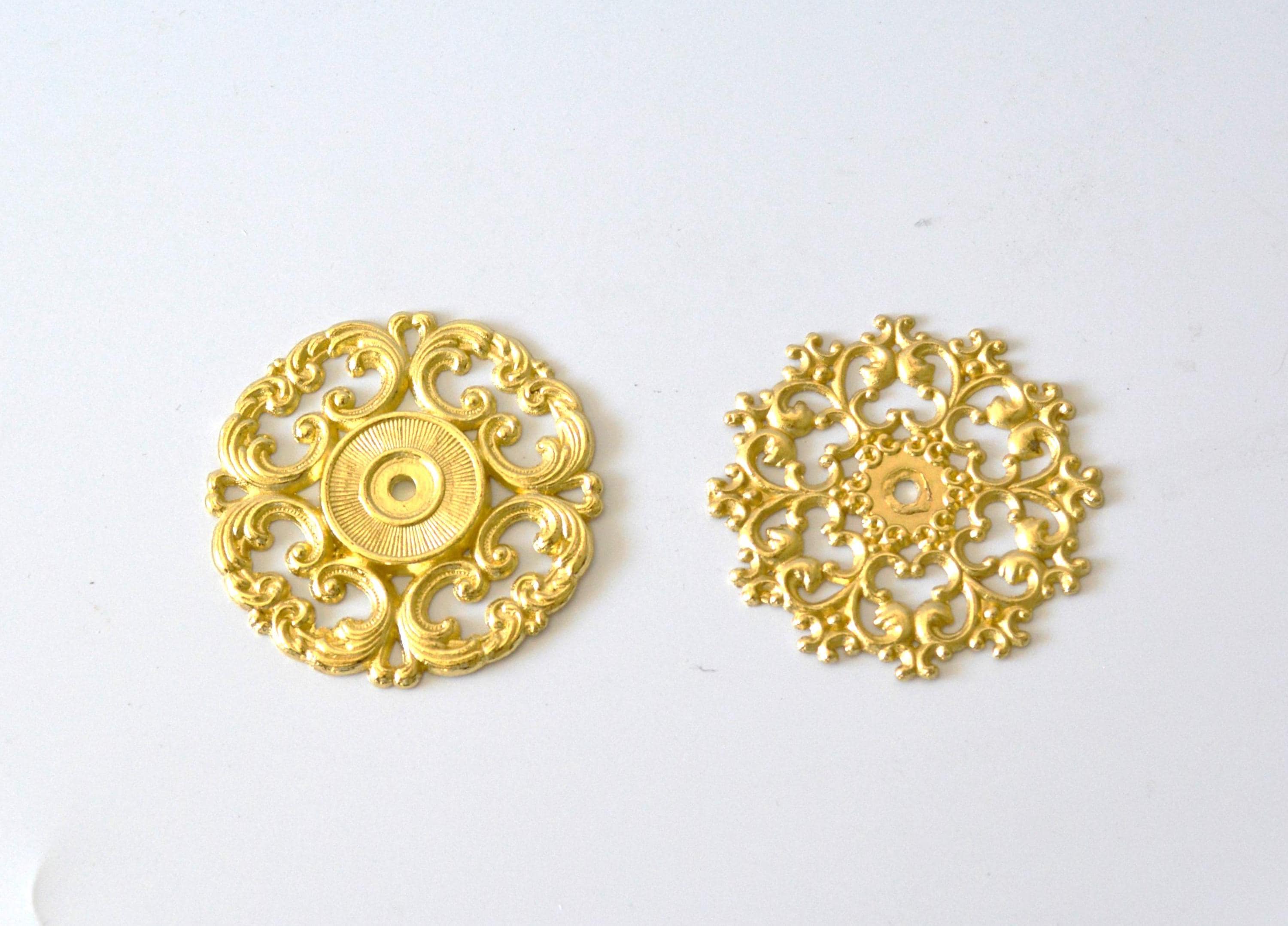 Brass Scroll Backplates, Gold Round Filigree Back Plate, Knob ...
