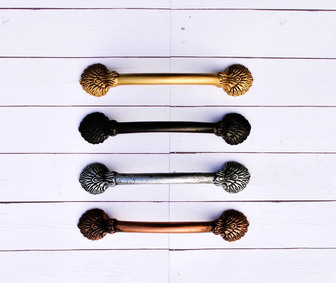 Antique Gold Scallop Pull, Silver Flourish Door Handle, 4 1/8 Inch ...