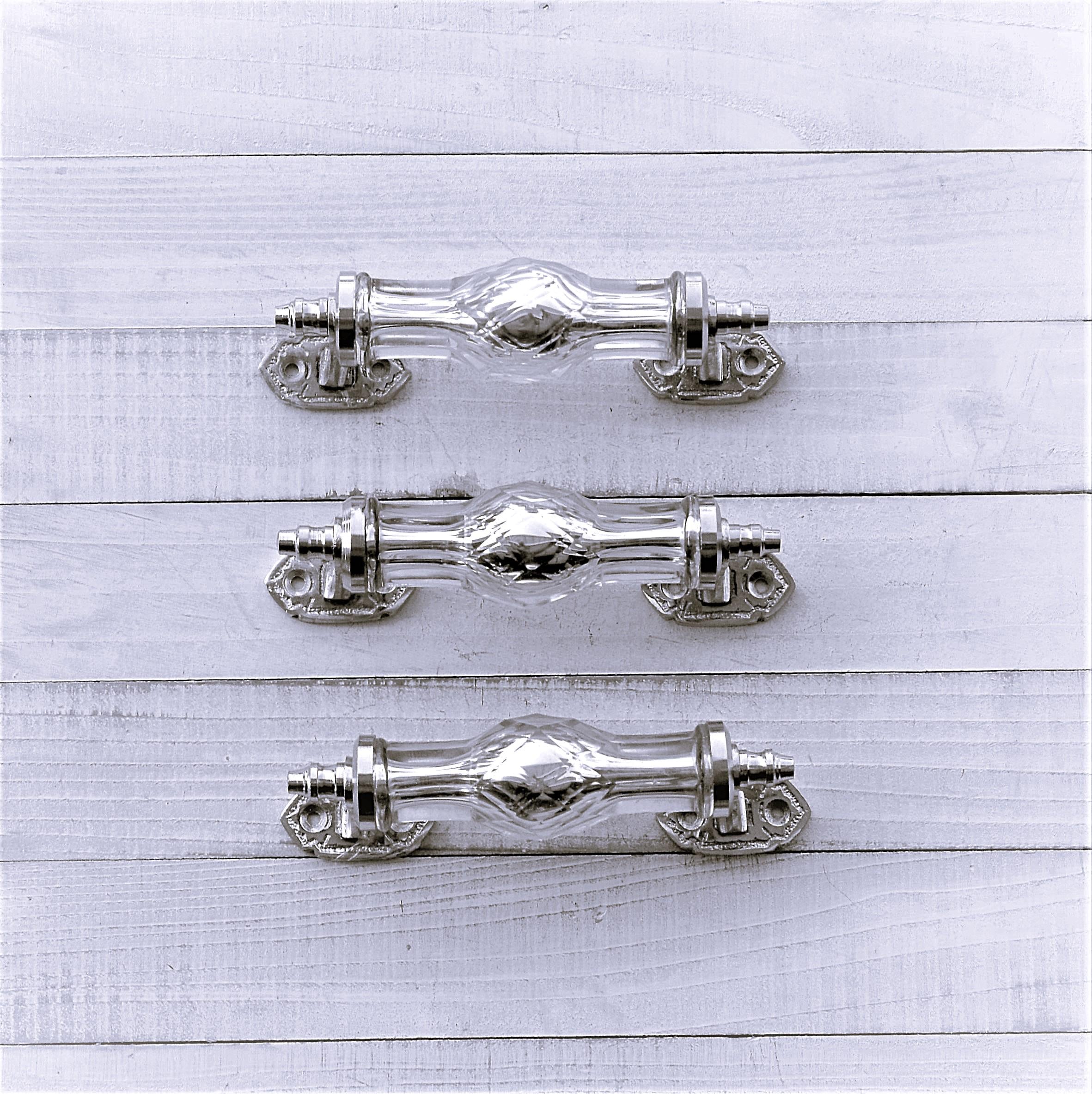 Mercury Glass Drawer Pull, Silver Cabinet Handle, Mercury Door Handle ...
