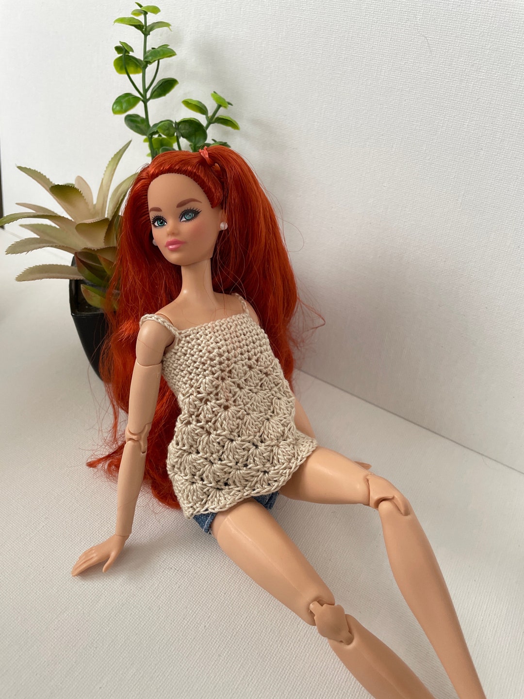 Crochet Doll Tank 11.5 1/6 Scale Doll Flare Babydoll Tank Top Barbie ...
