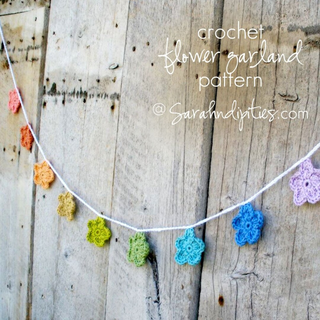 Crochet Flower Garland Pattern - INSTANT DOWNLOAD - Crochet Pattern PDF ...