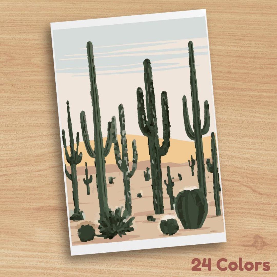 Desert Cactus Paint by Number Kit - Etsy