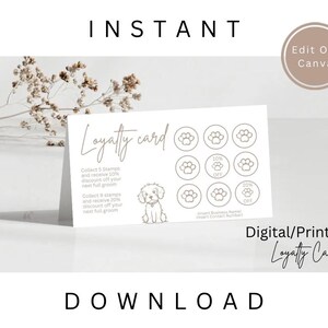 Digital Dog Grooming Loyalty Card Template | Editable Canva Template ...