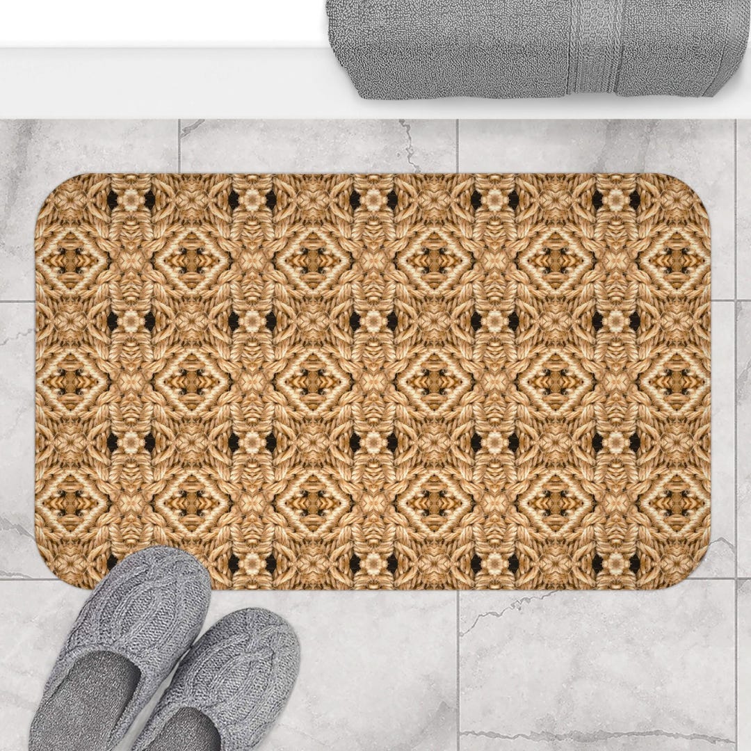 Boho Coastal Faux Sisal Bath Mat, Very Univeral Bath Mat, Natural Fiber ...
