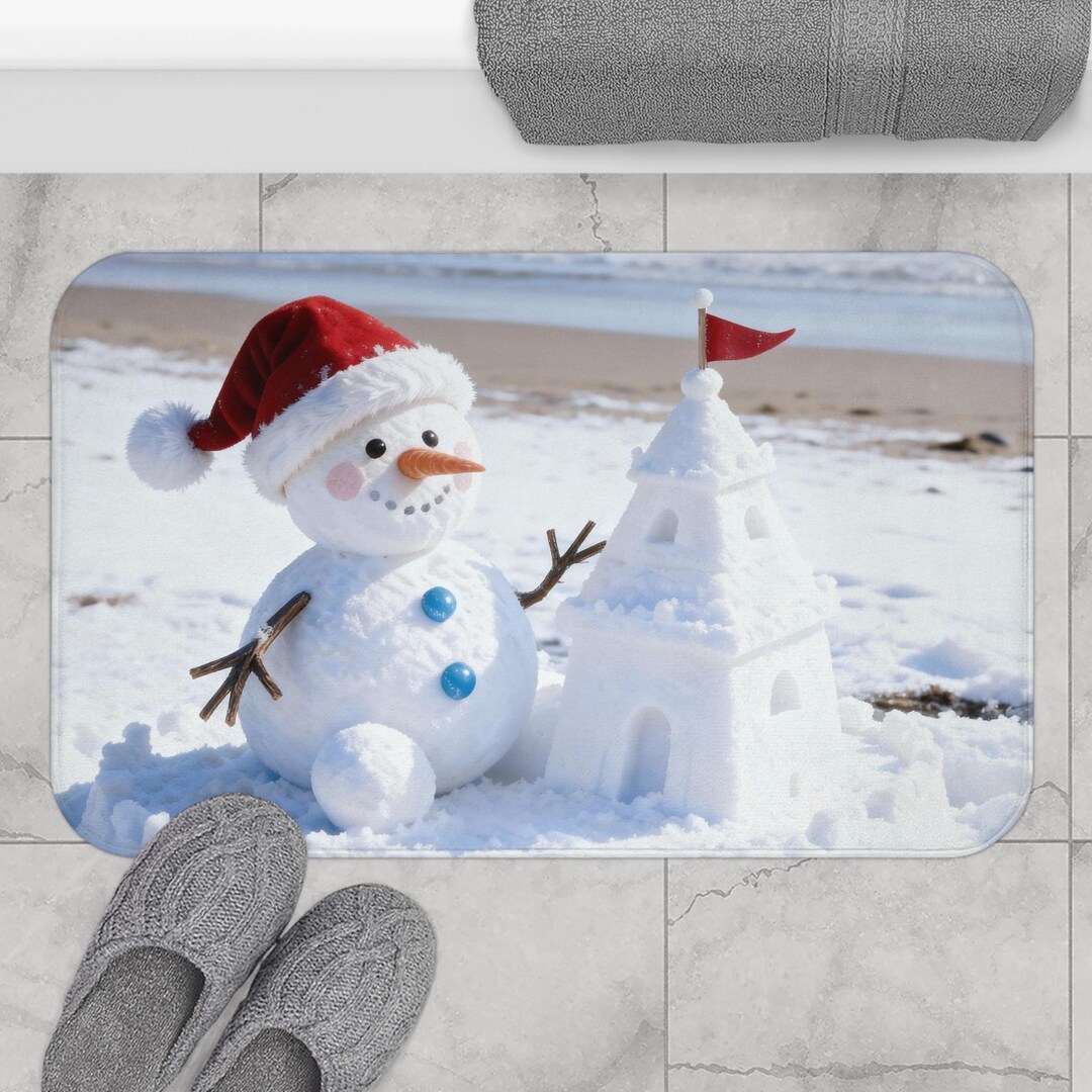 Snowman Bath Mat for Cozy Winter Decor, Holiday Gift, Christmas ...