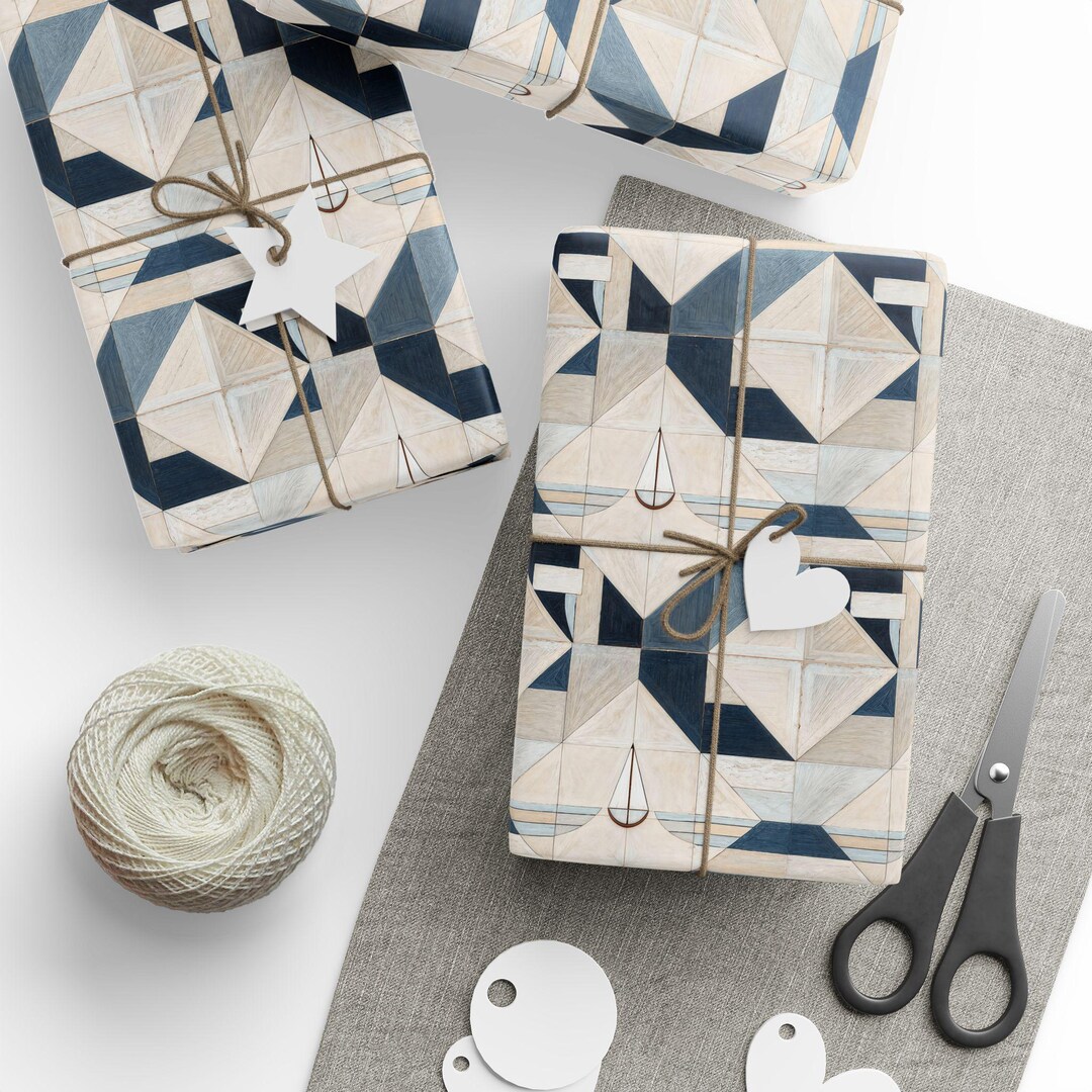 Sailboat Wrapping Paper, Coastal Wrapping Paper, Birthday Wrapping ...