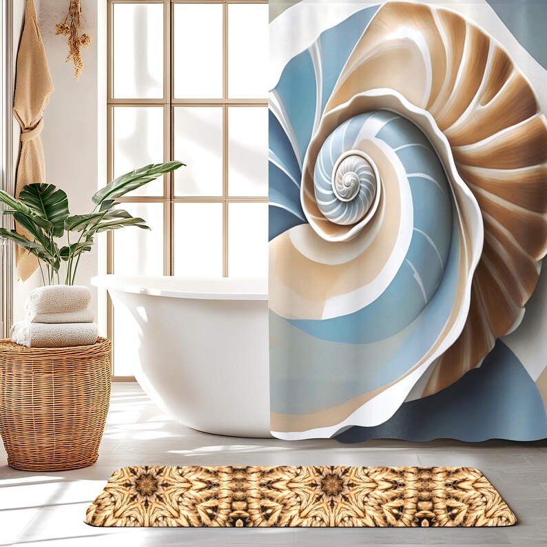 Modern Seashell Shower Curtains Coastal Seashell Shower Curtain, Modern ...