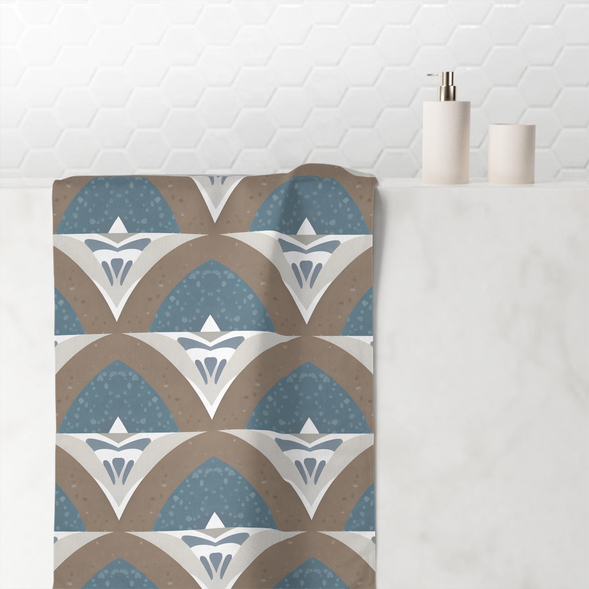 Modern Art-deco Coastal Pattern Bath Towel, Coastal Chic Bath Towel ...