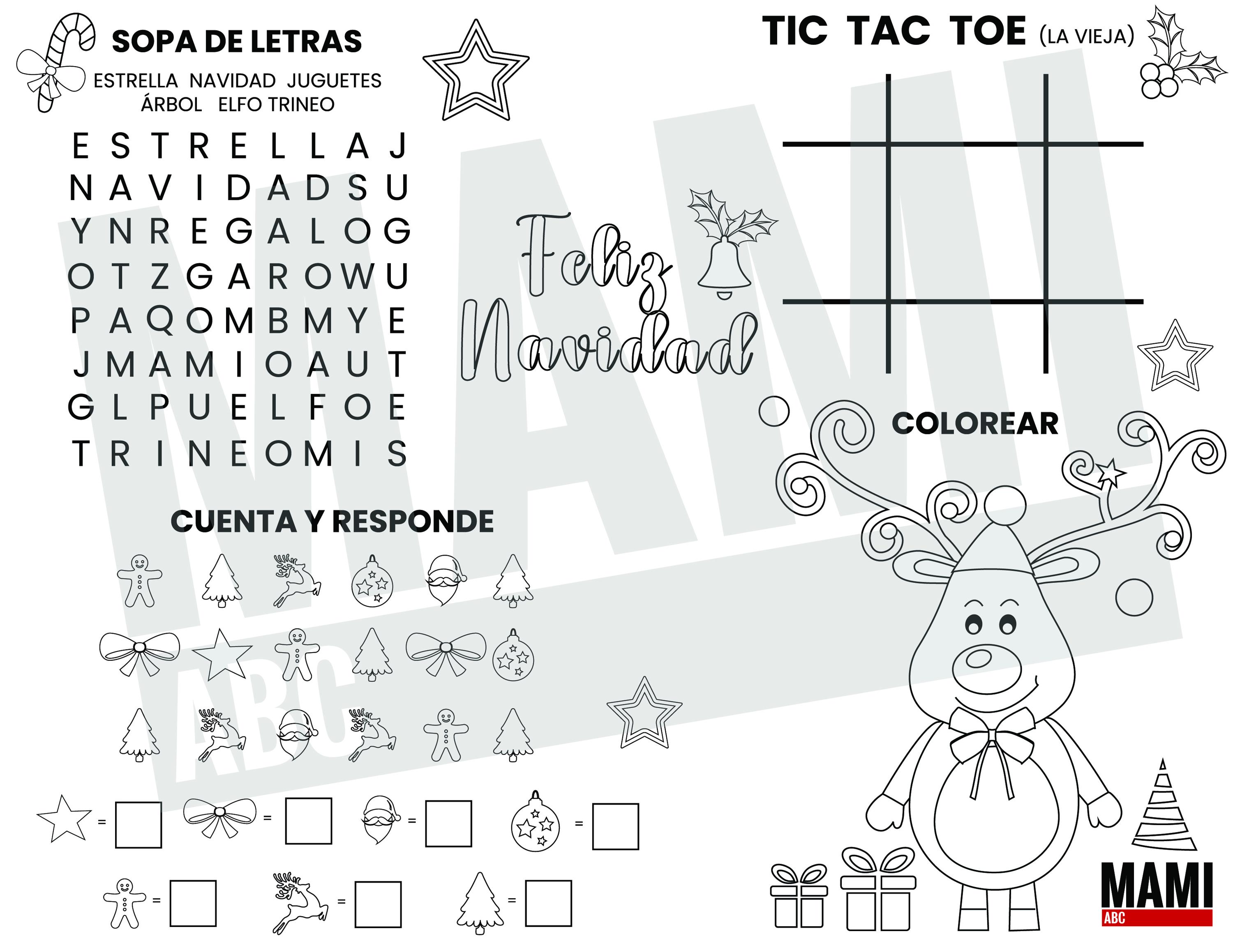 Christmas Activity Sheets for Kids in Spanish - Hojas De Actividades De ...
