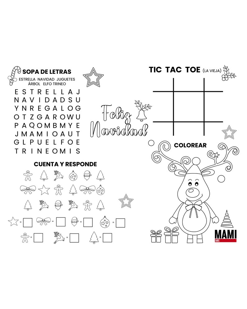 Christmas Activity Sheets for Kids in Spanish - Hojas De Actividades De ...
