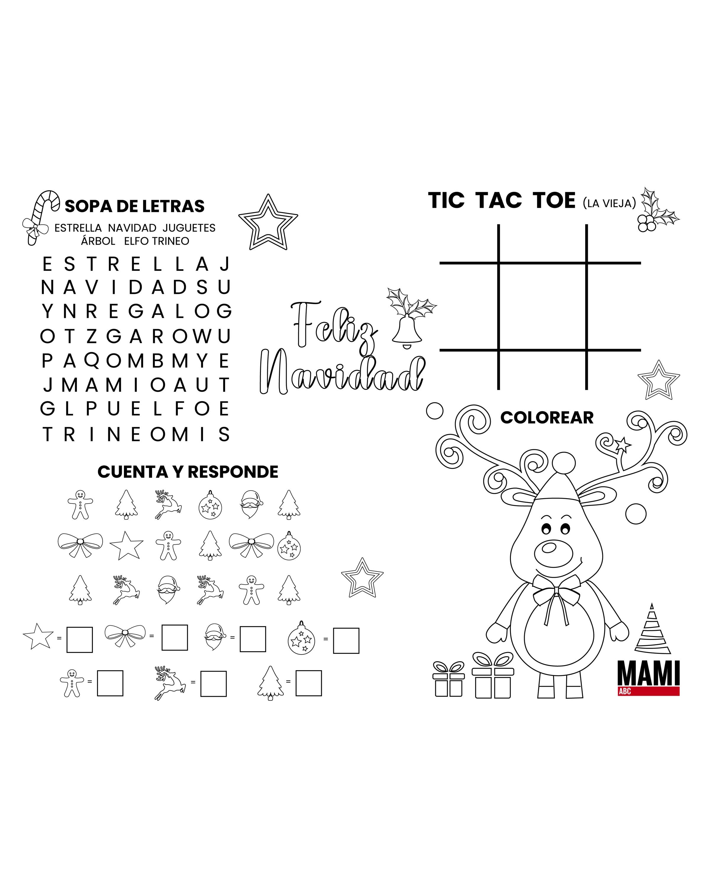 Christmas Activity Sheets for Kids in Spanish - Hojas De Actividades De ...