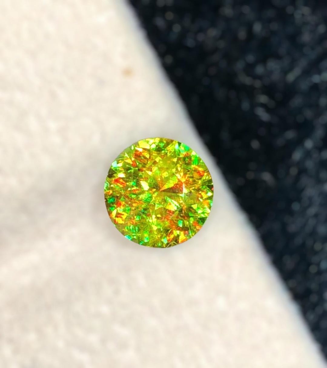 Natural Chrome Sphene Gemstone – Round Cut Titanite With Intense Fire ...