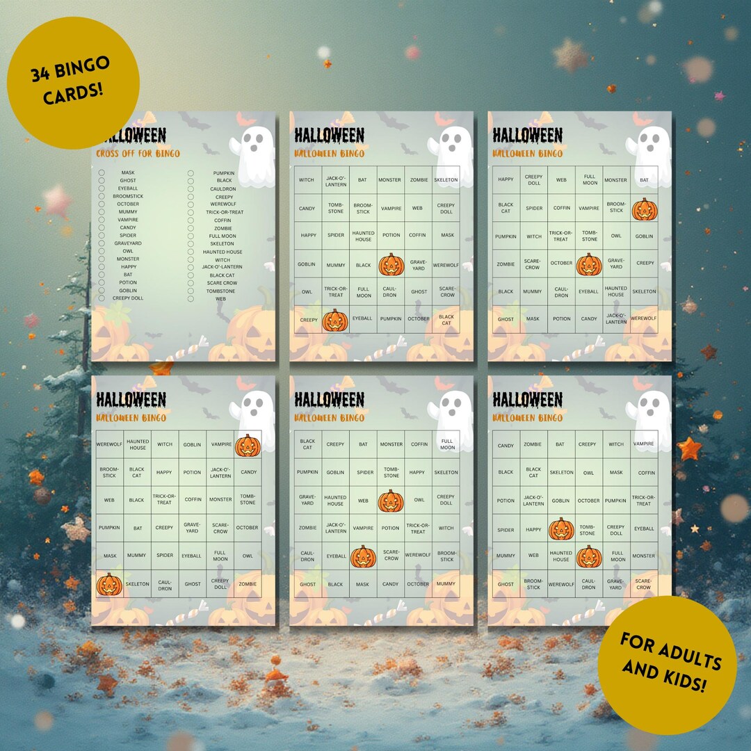 Halloween Bingo Set – Printable Kids and Adults Activities From the ...