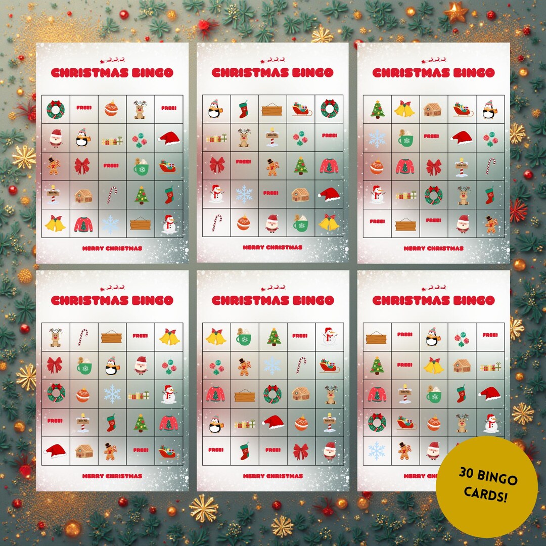 Christmas Bingo Game Digital and Printable | 30 Kids & Family Sheets - Etsy