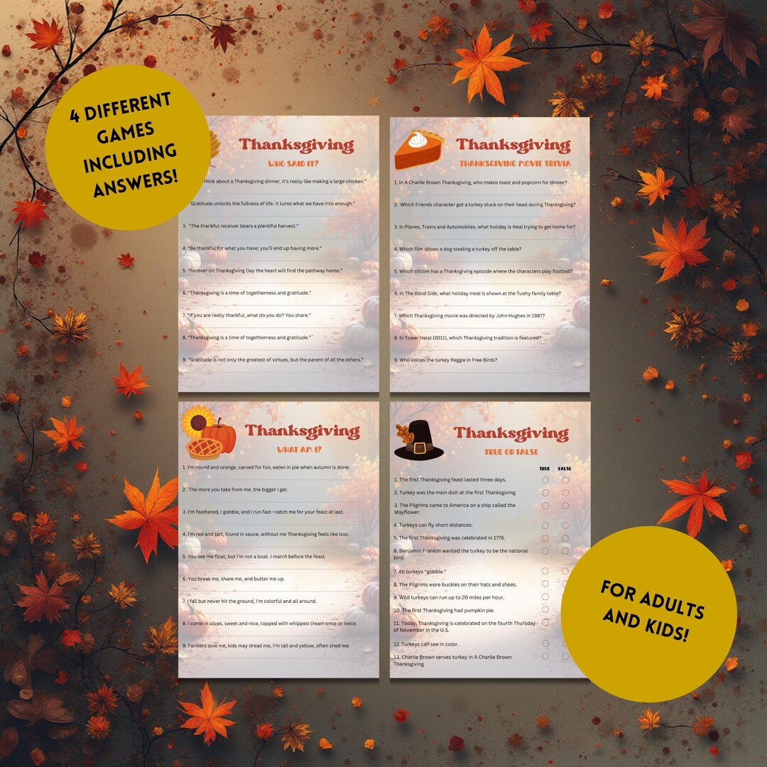 Printable Thanksgiving Games Pack | Fun Family Party Activities - Mary ...