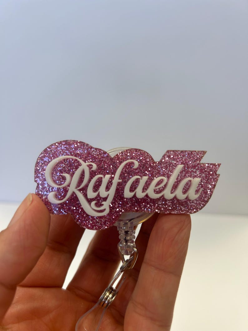 Pink Personalized Name Badge - Etsy