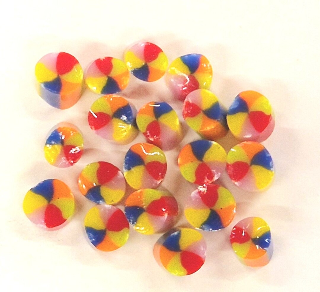 Rainbow Candy Lollypop Murrini Slices, Holidays Murrini Bullseye Glass ...