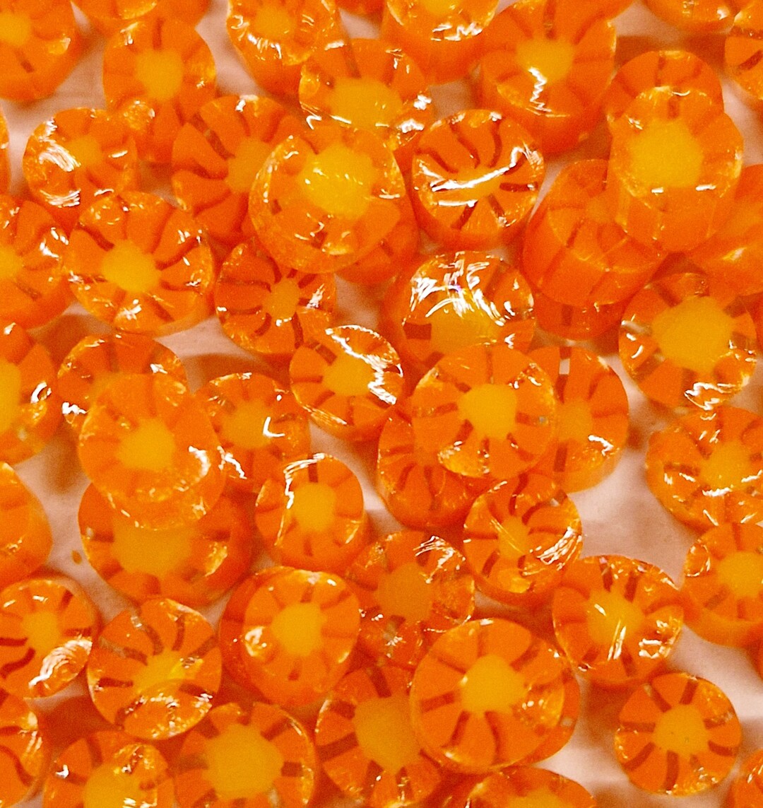 Orange & Yellow Flower Murrini Slices, African Daisy Glass Chips ...