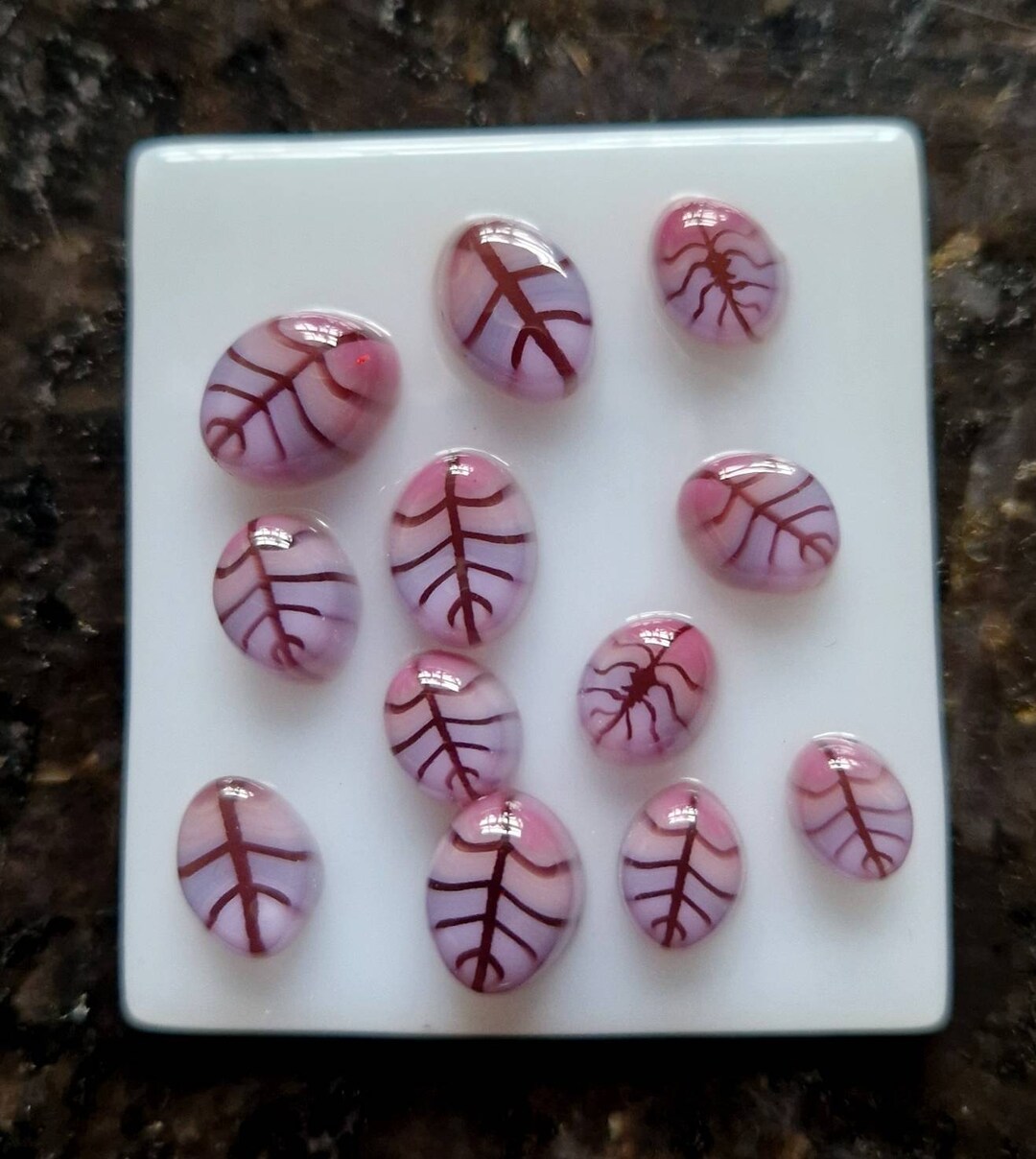 Purple Leaves Murrini, Murrini Slices, Bullseye Glass, COE 90, Murrine ...