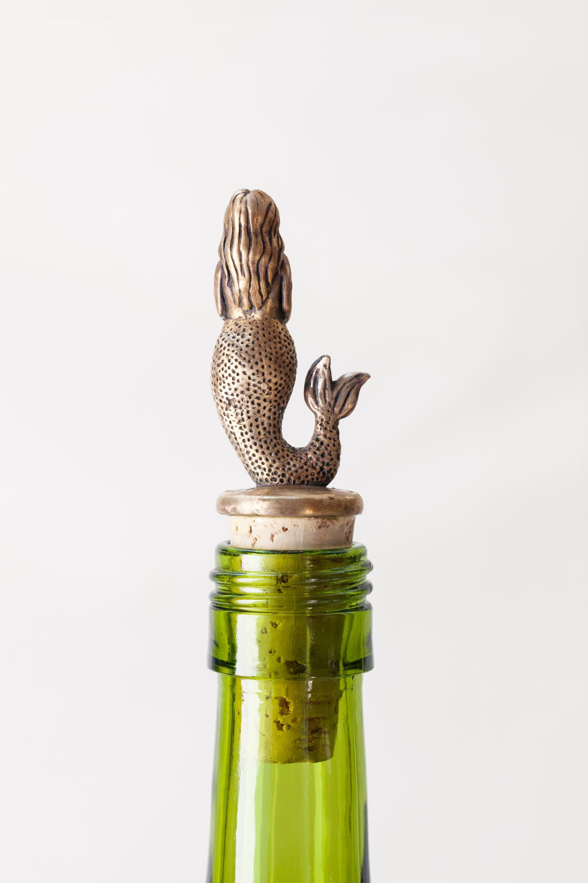 Handmade Bronze Mermaid Wine Bottle Stopper, Sculpted Clay Original - Etsy