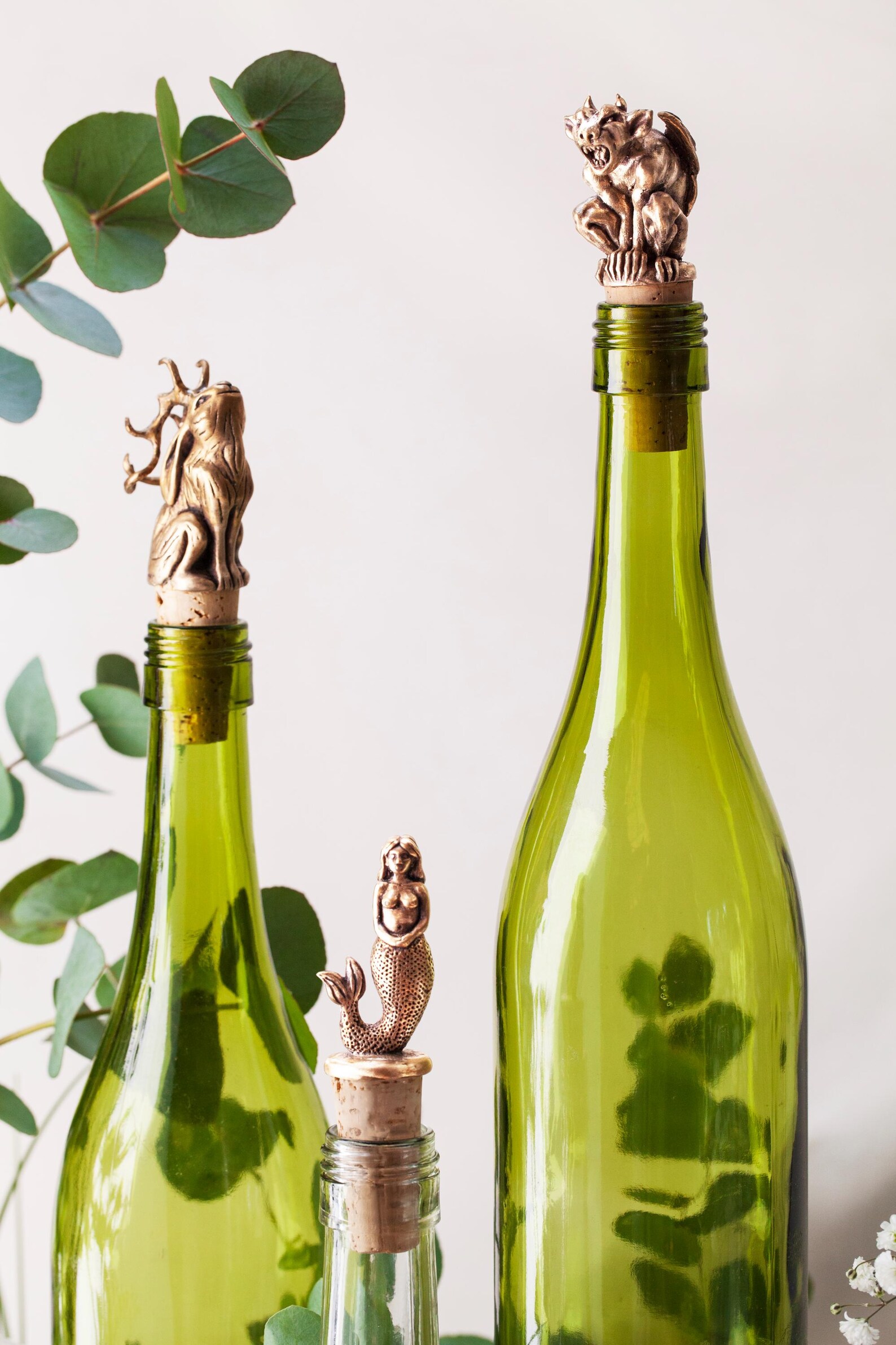 Handmade Bronze Mermaid Wine Bottle Stopper, Sculpted Clay Original - Etsy