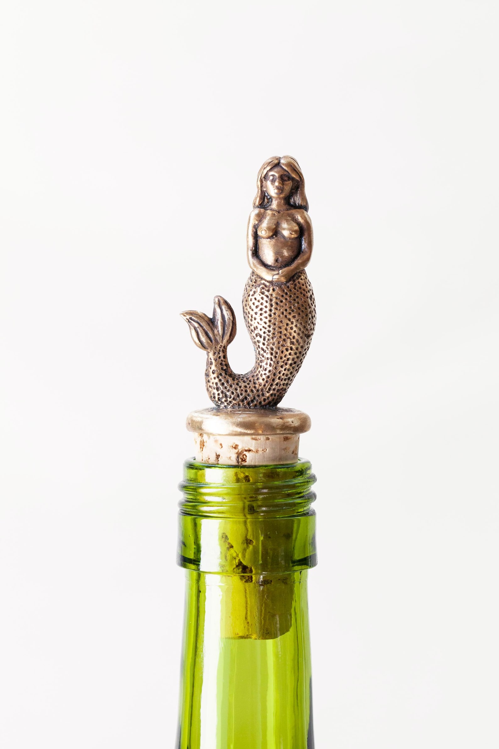 Handmade Bronze Mermaid Wine Bottle Stopper, Sculpted Clay Original - Etsy