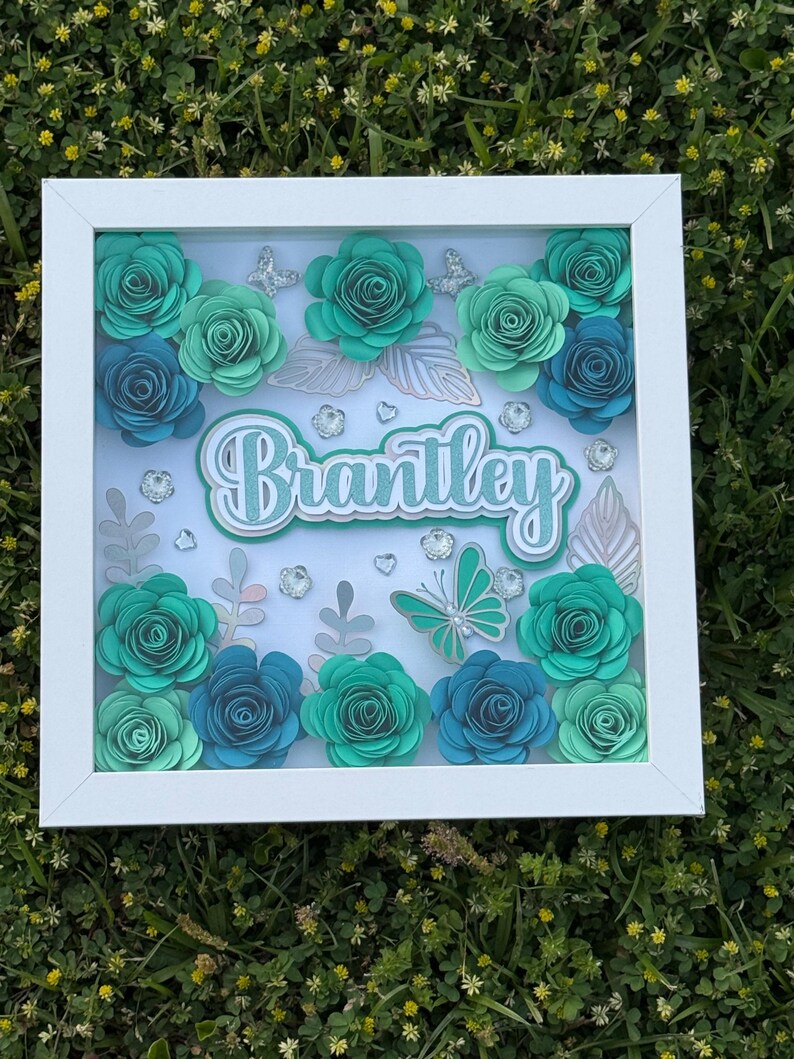 Personalized Shadowbox Made of Paper Flowers - Etsy