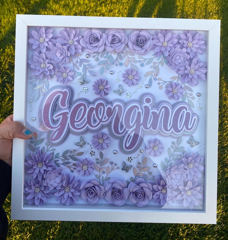 Personalized Shadow Box Paper Flower - Etsy