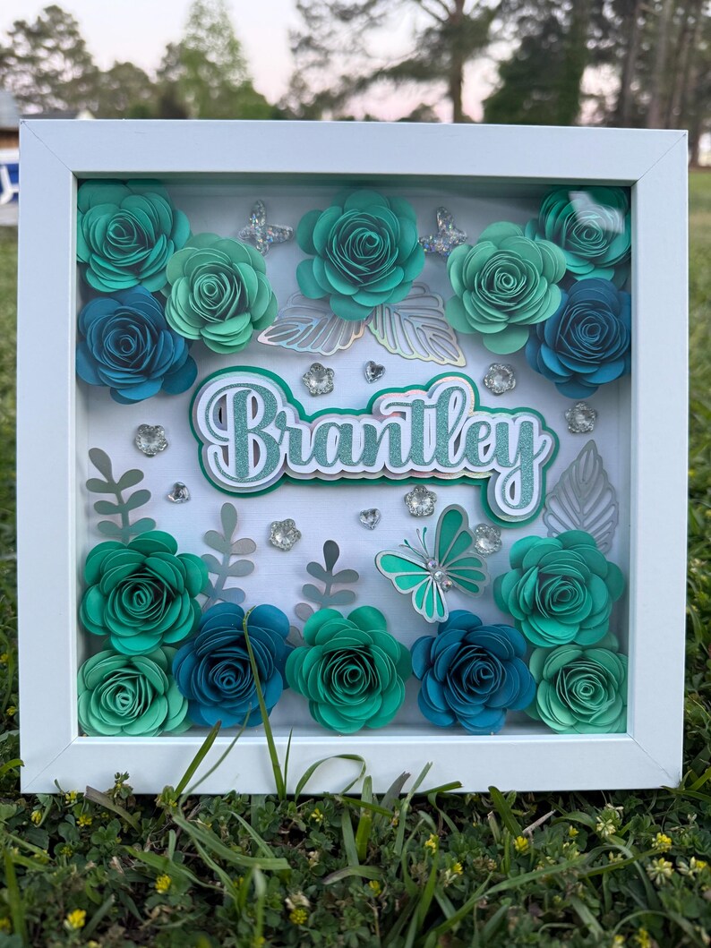 Personalized Shadowbox Made of Paper Flowers - Etsy
