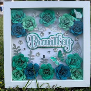 Personalized Shadowbox Made of Paper Flowers - Etsy