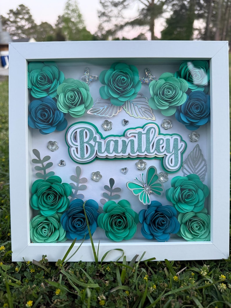 Personalized Shadowbox Made of Paper Flowers - Etsy