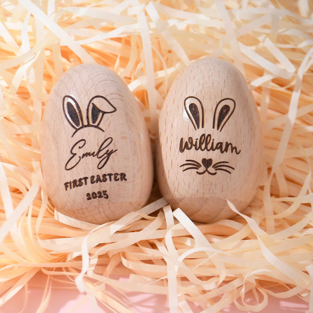 Personalized Easter Egg Shaker, Wooden Engraved Easter Egg, Easter ...