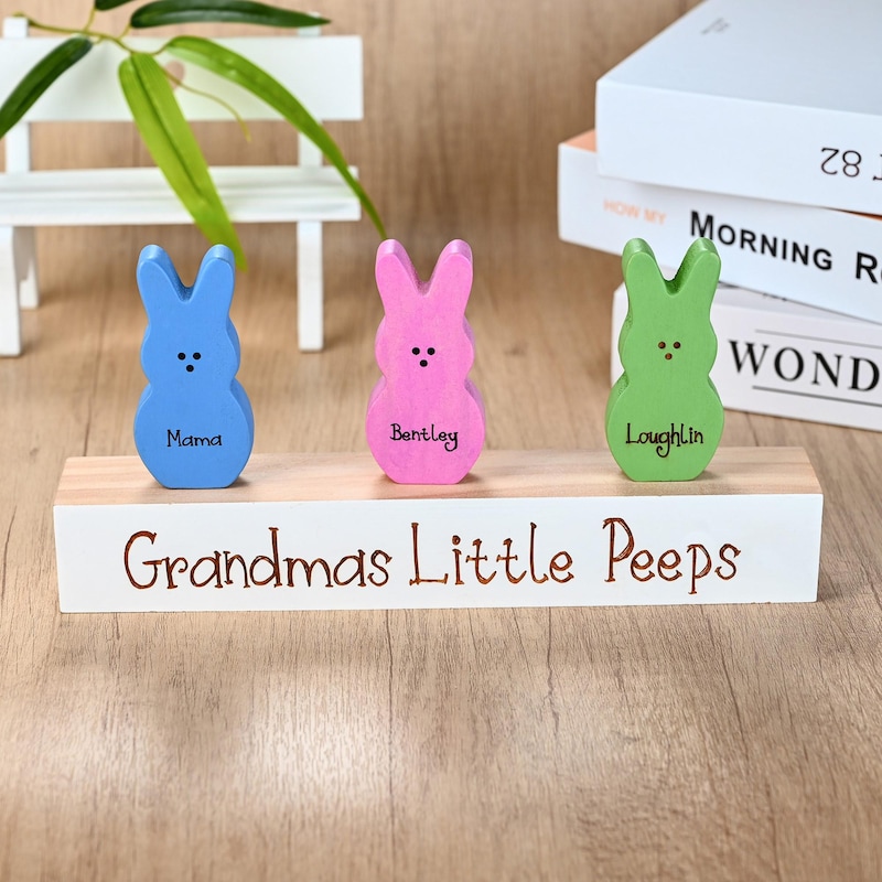 Wood Bunnies on Block - Etsy