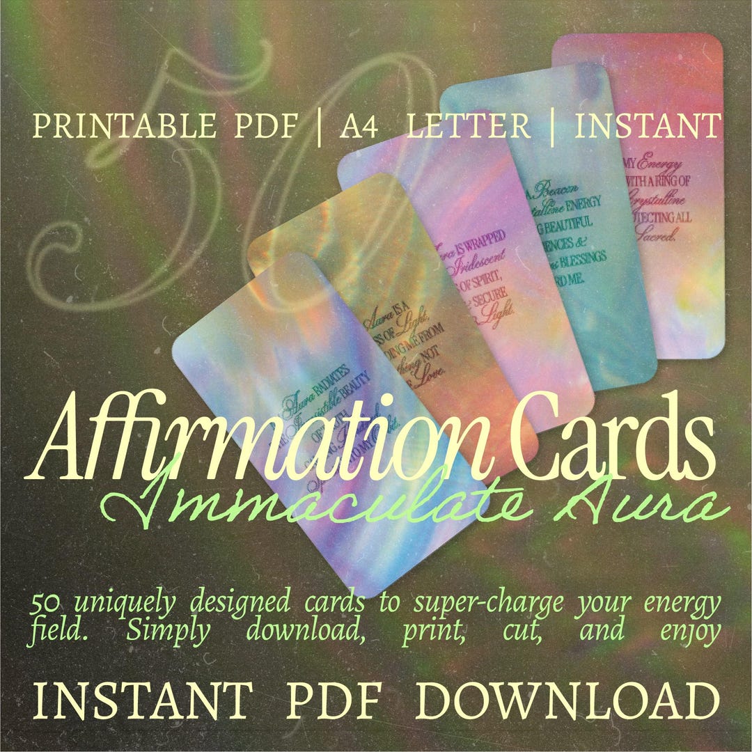 NEW 50 Affirmation Cards Printable Immaculate Aura Digital Download PDF ...