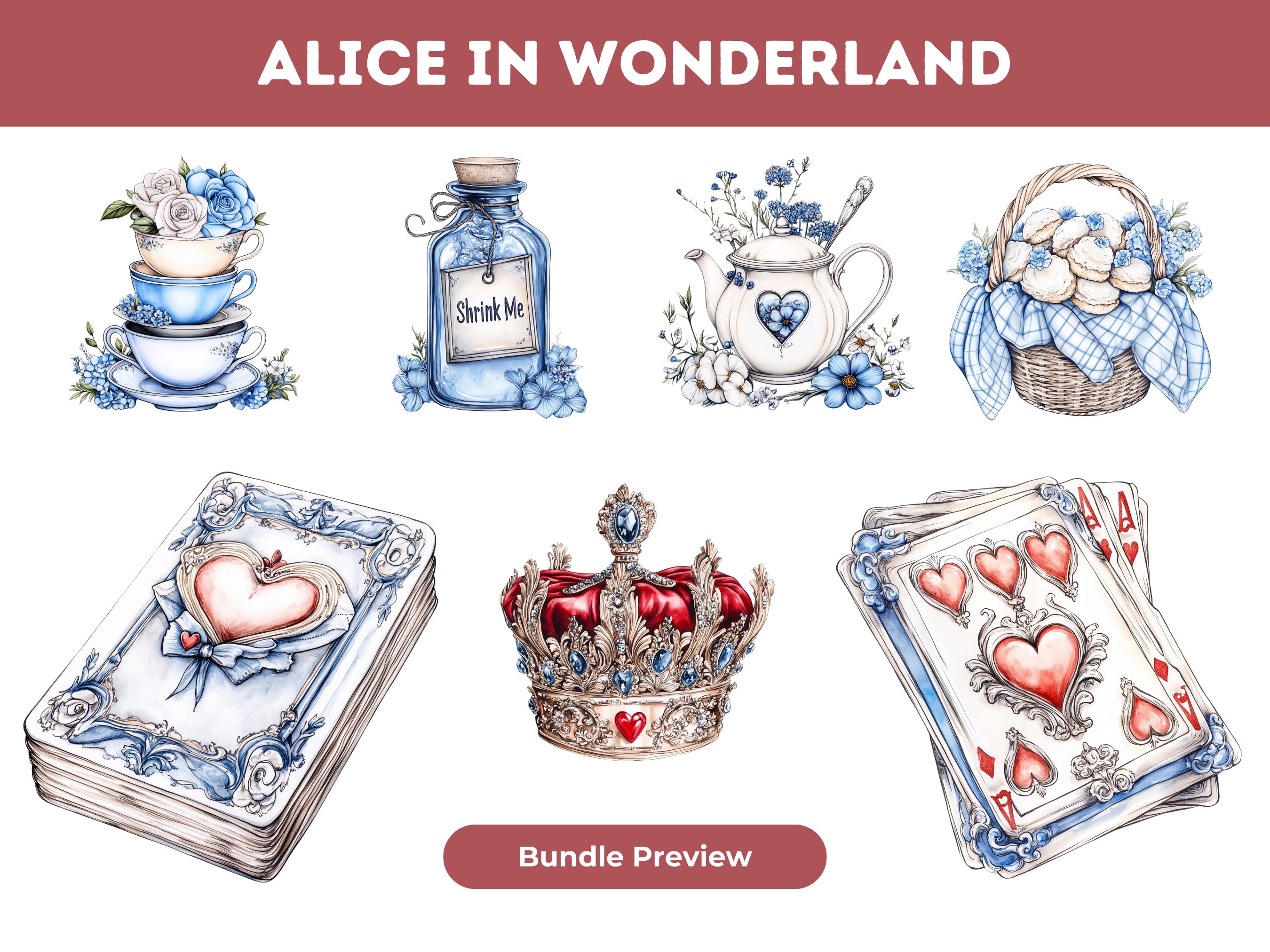 Alice in Wonderland Watercolor Clipart: Tea Party Mega Bundle (PNG) - Etsy