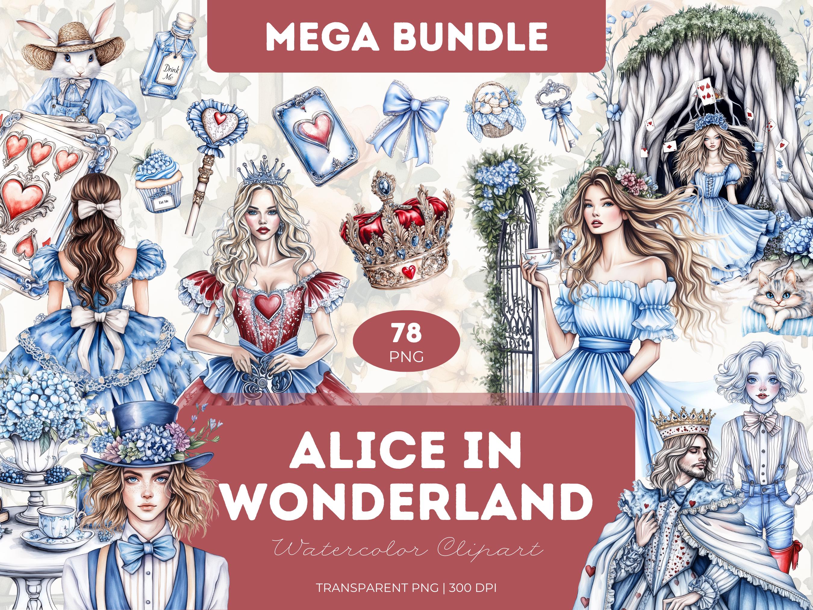 Alice in Wonderland Watercolor Clipart: Tea Party Mega Bundle (PNG) - Etsy