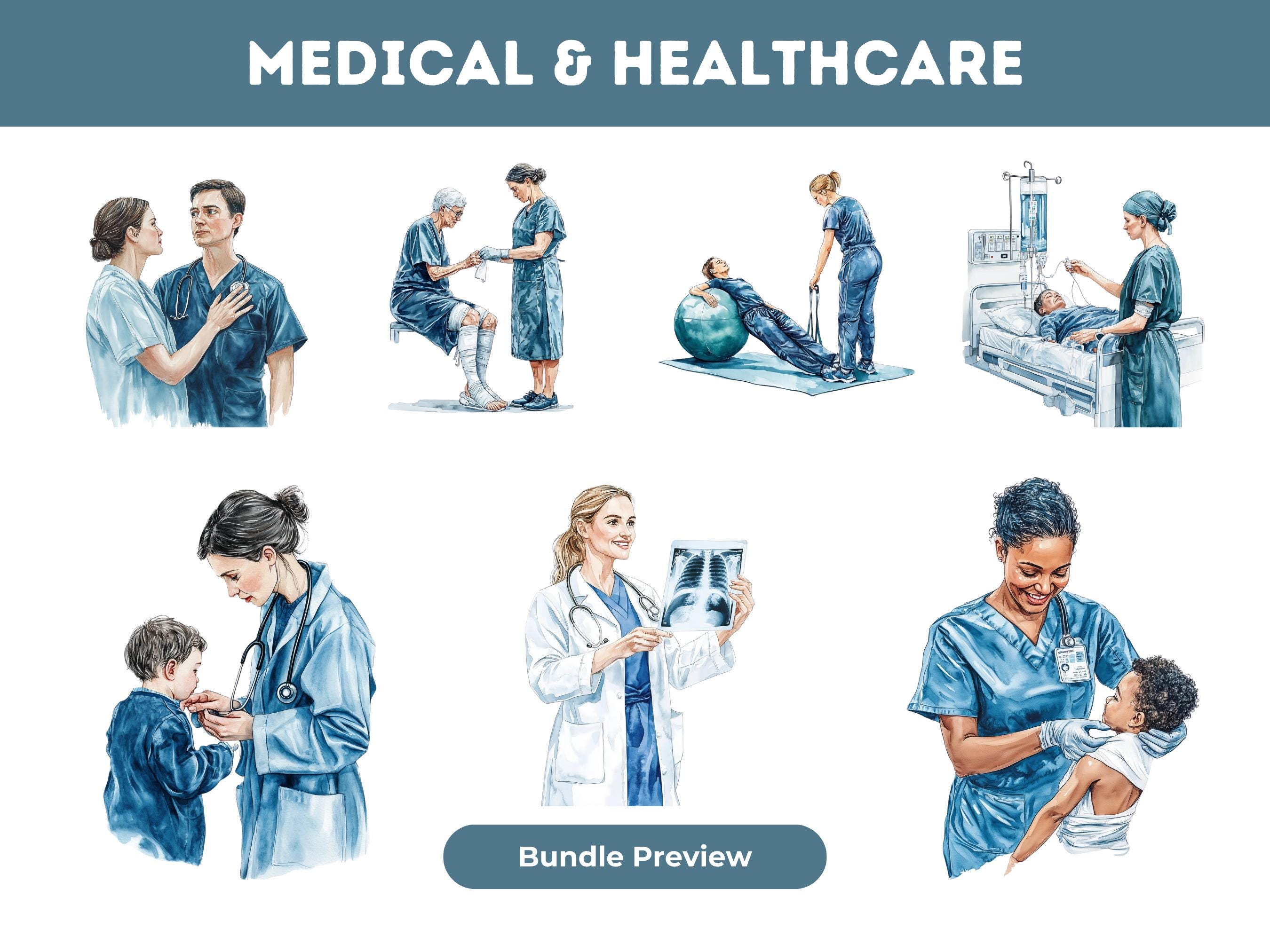Medical Clipart Watercolor Healthcare Hospital Doctors Nurses Surgery ...