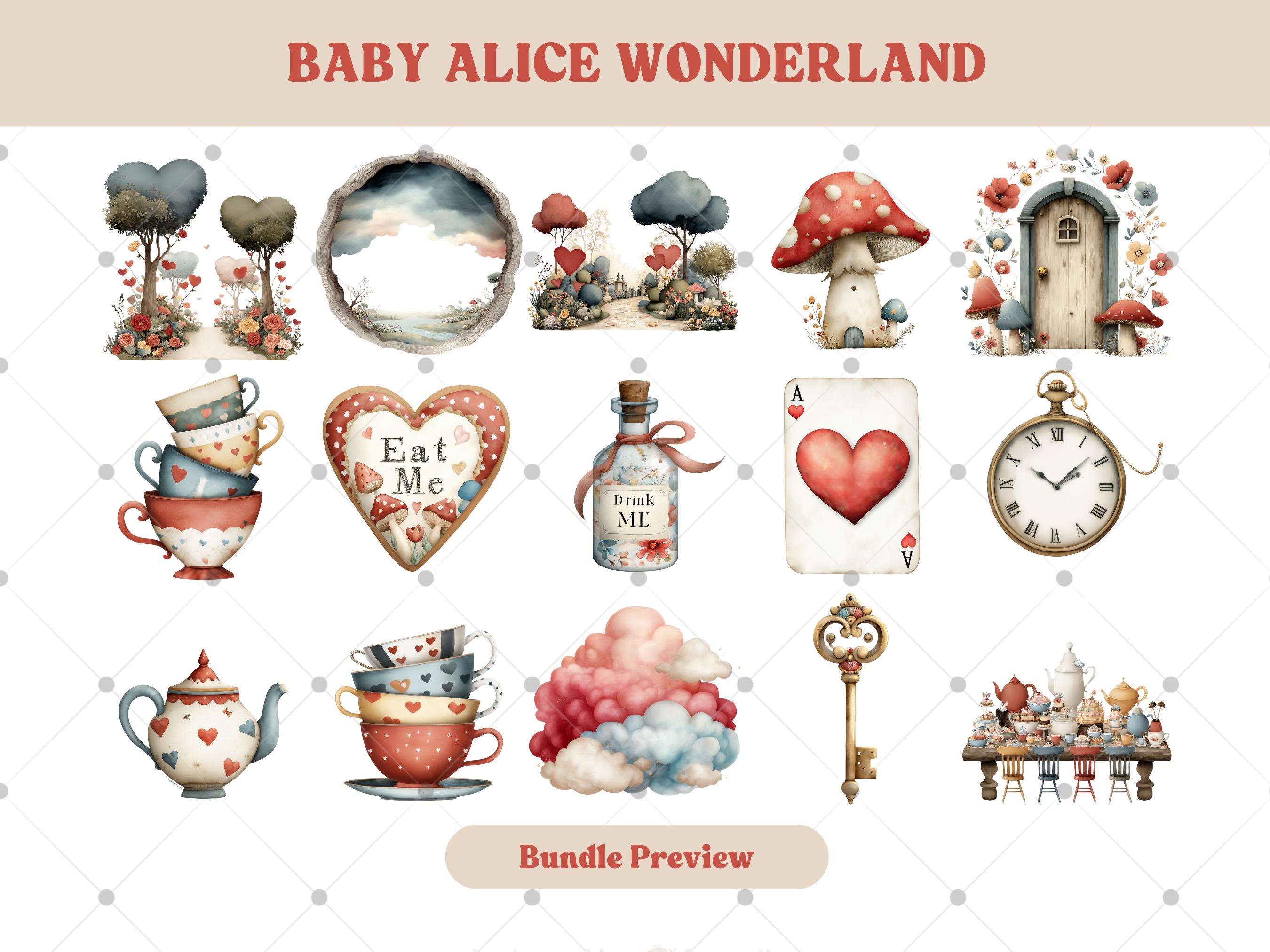 Alice in Wonderland Watercolor Clipart | Tea Party PNG Graphics - Etsy