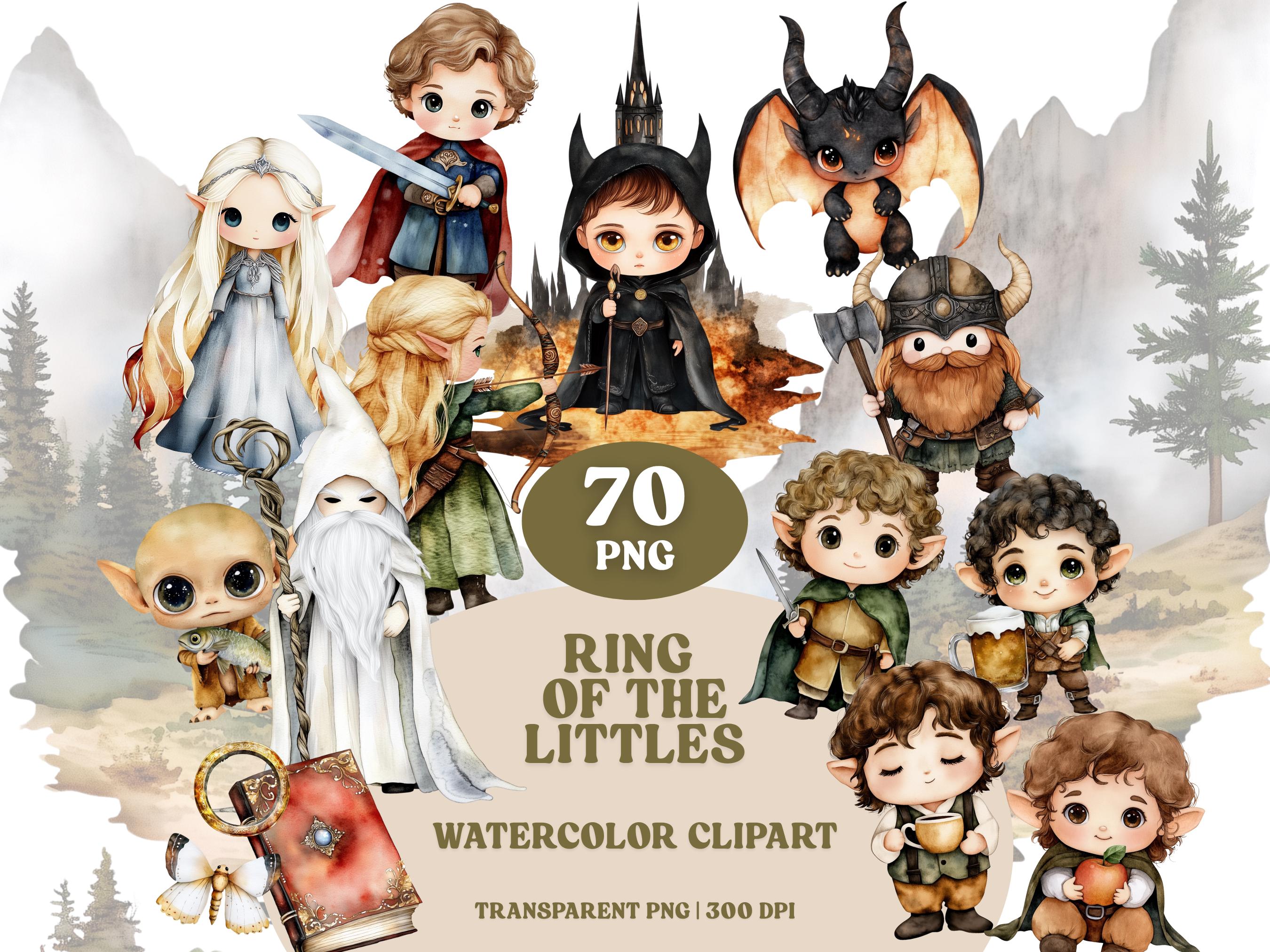 Lord of the Rings Clipart Bundle: Watercolor Hobbit, Wizard, Castle ...