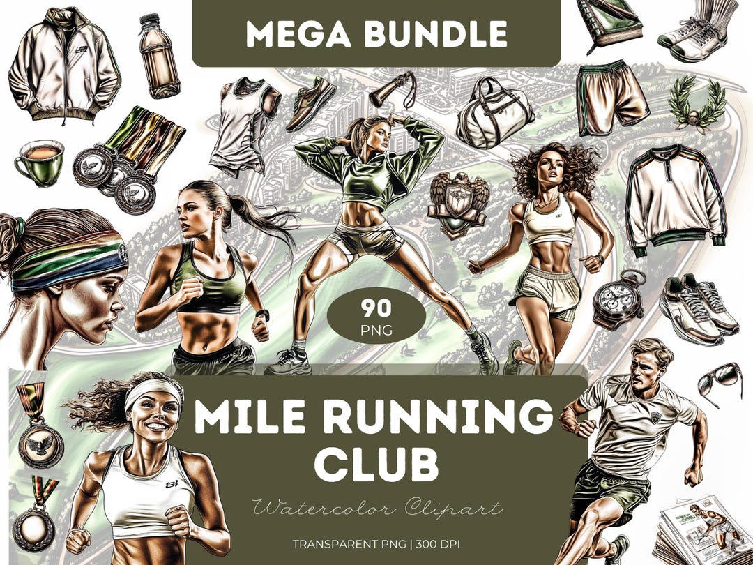 Running Club Clipart Watercolor Jogging Fitness Workout Gym PNG ...